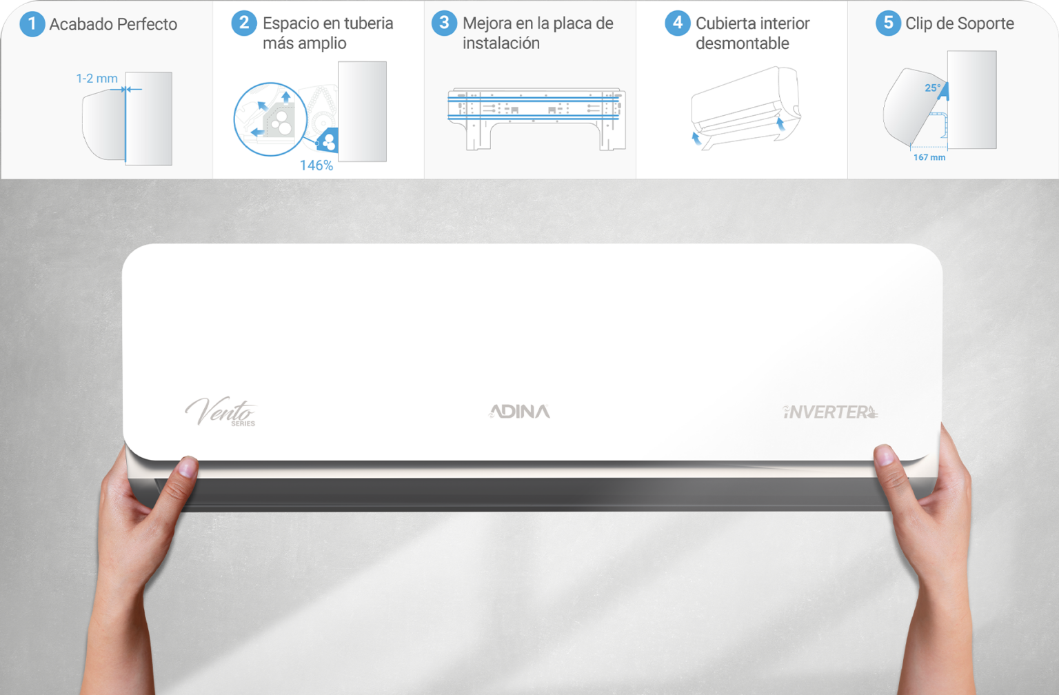 Aire Acondicionado Adina Tipo Mini Split, Serie Vento, Inverter 12,000 ...